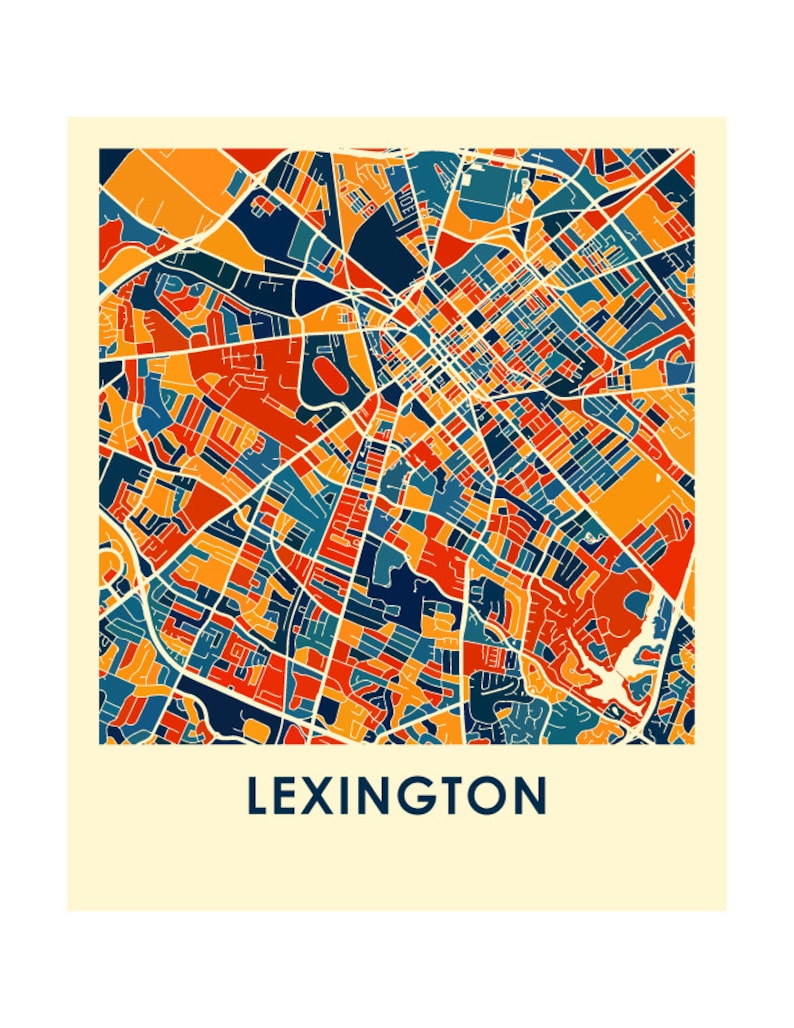 Lexington Map Print Full Color Map Poster - Etsy