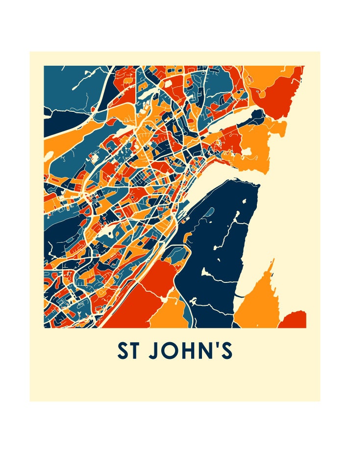 St Johns Map Print - Full Color Map Poster - Etsy