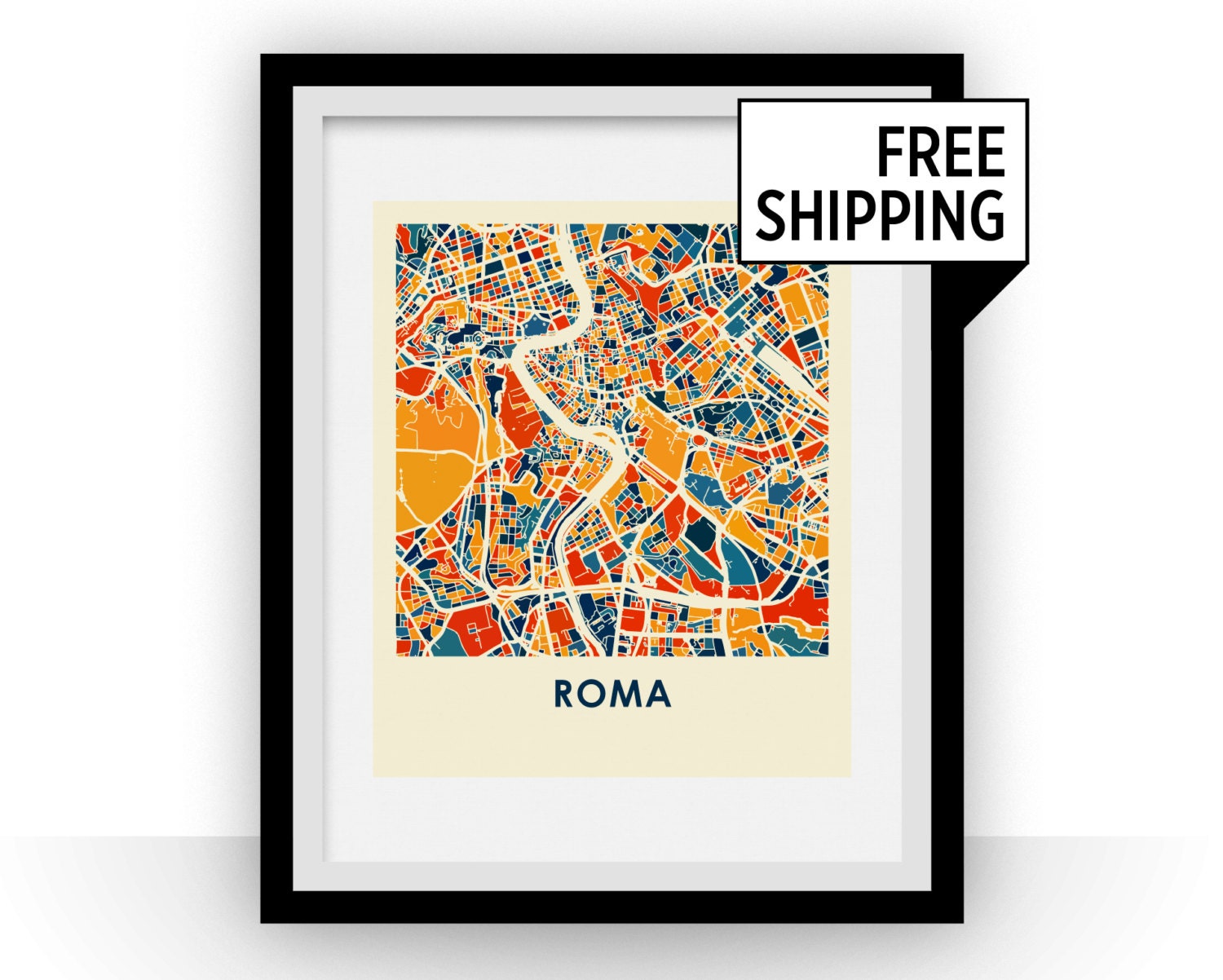 Imprimir mapa de Roma mapa afiche a todo Color | Etsy España