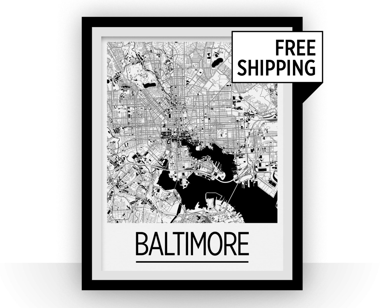 Baltimore Map Poster usa Map Print Art Deco Series | Etsy