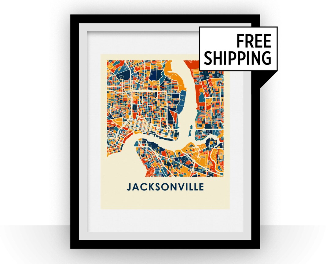 Jacksonville Map Print - Full Color Map Poster - Etsy