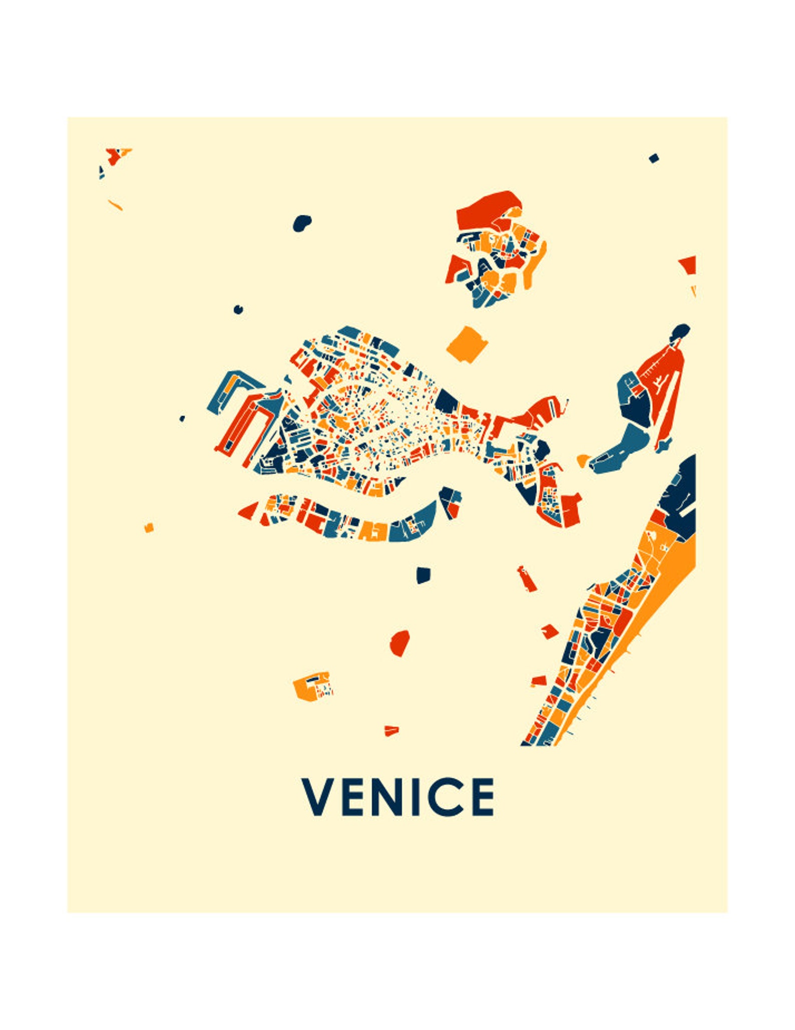 Imprimir mapa de Venecia mapa afiche a todo Color | Etsy