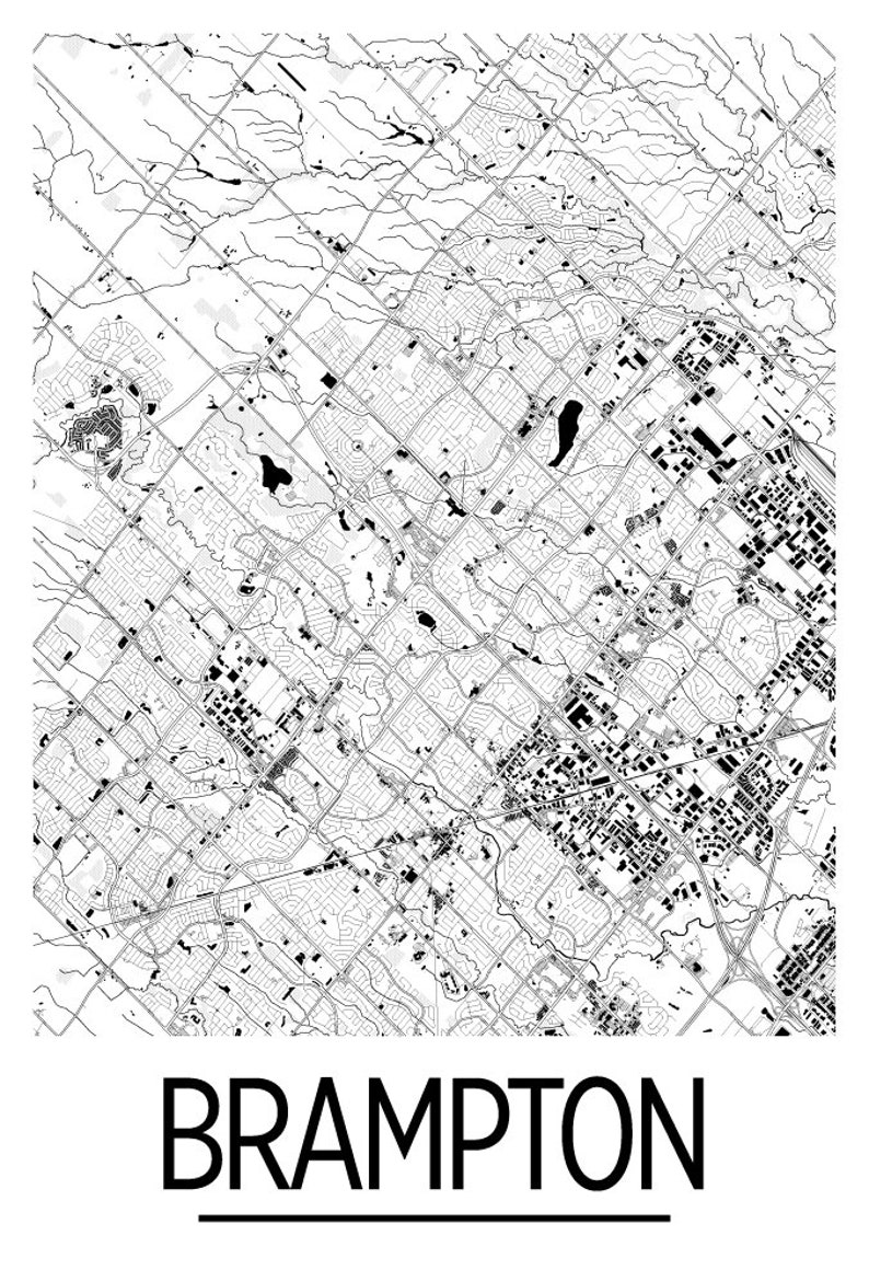 Brampton Ontario Map Poster Ontario Map Print Art Deco - Etsy