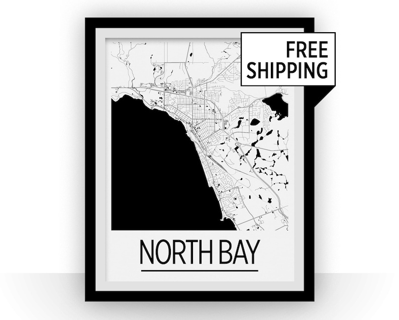 North Bay Ontario Map Poster Ontario Map Print Art Deco - Etsy