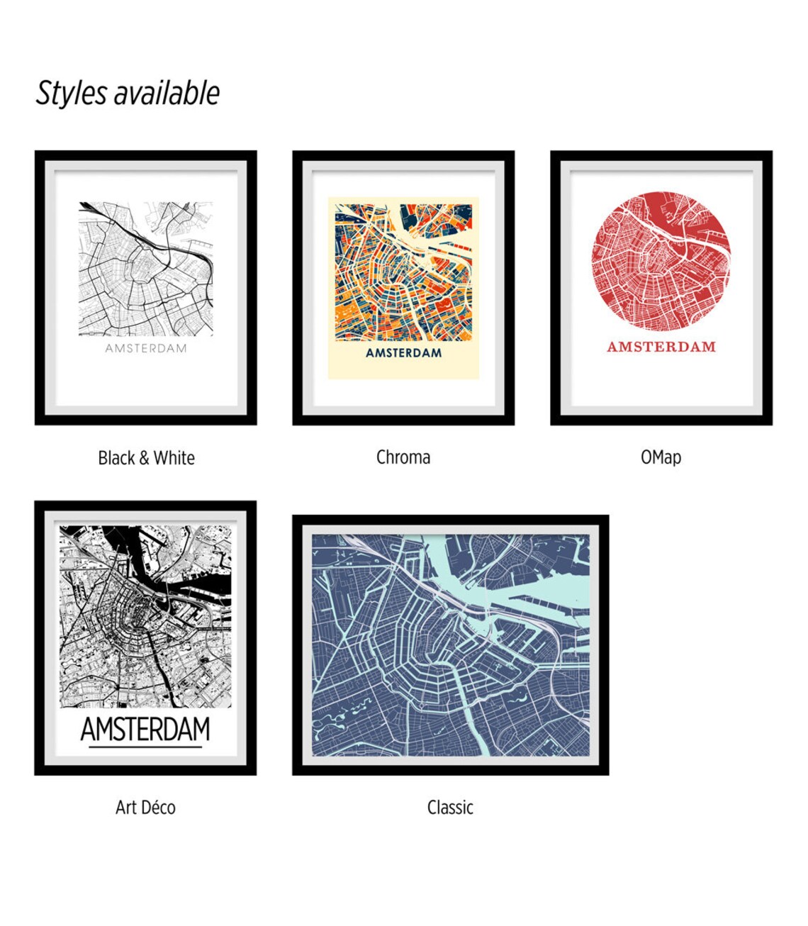 Multiple Maps Poster Set - Save up to 30% - Choose Any City in the ...