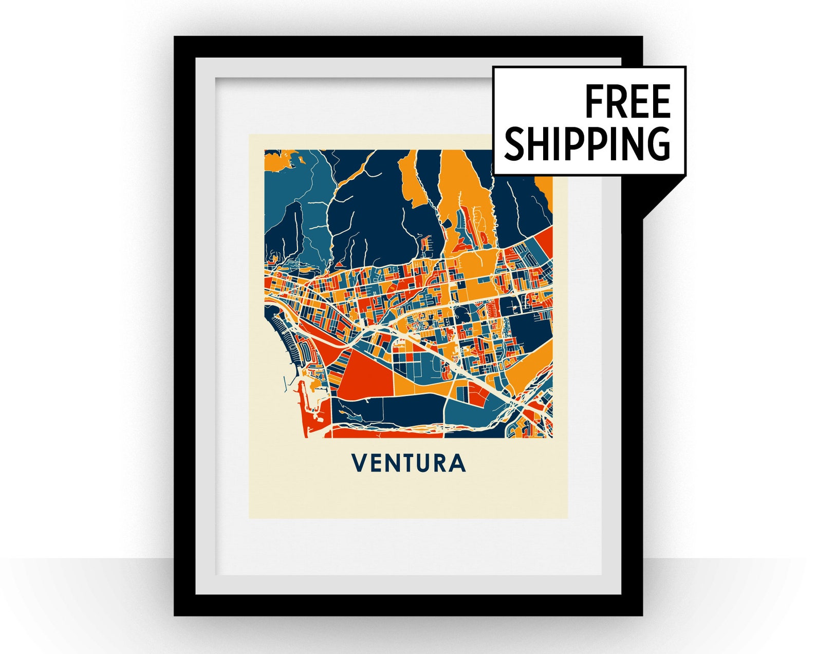 Ventura Map Print - Full Color Map Poster - Etsy