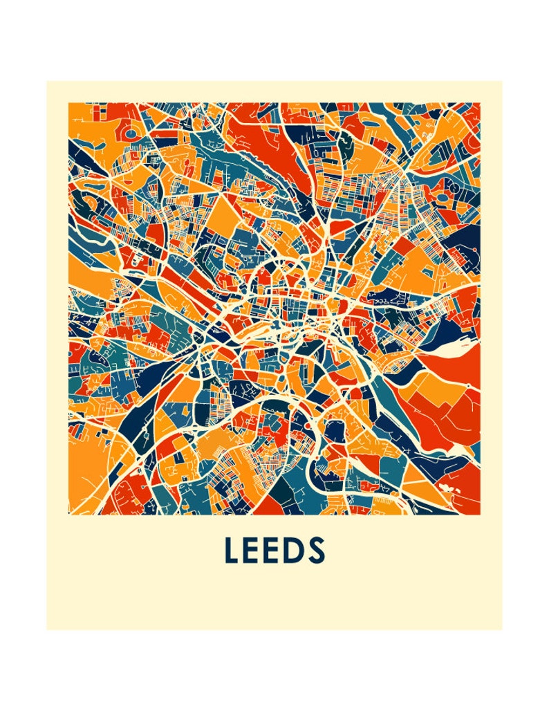 Leeds Map Print Full Color Map Poster - Etsy UK