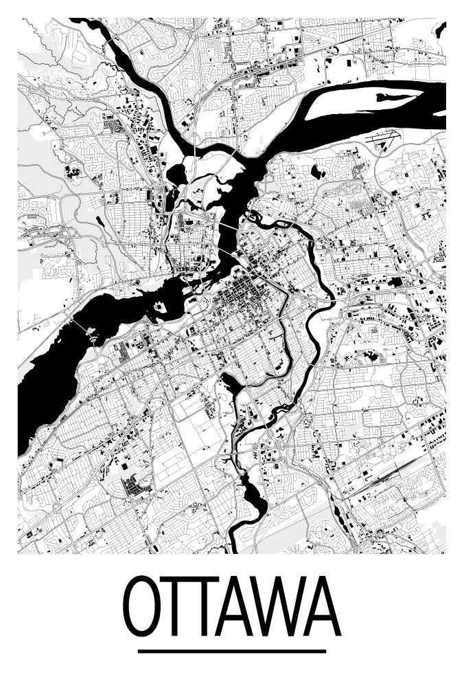 Ottawa Map Poster canada Map Print Art Deco Series | Etsy
