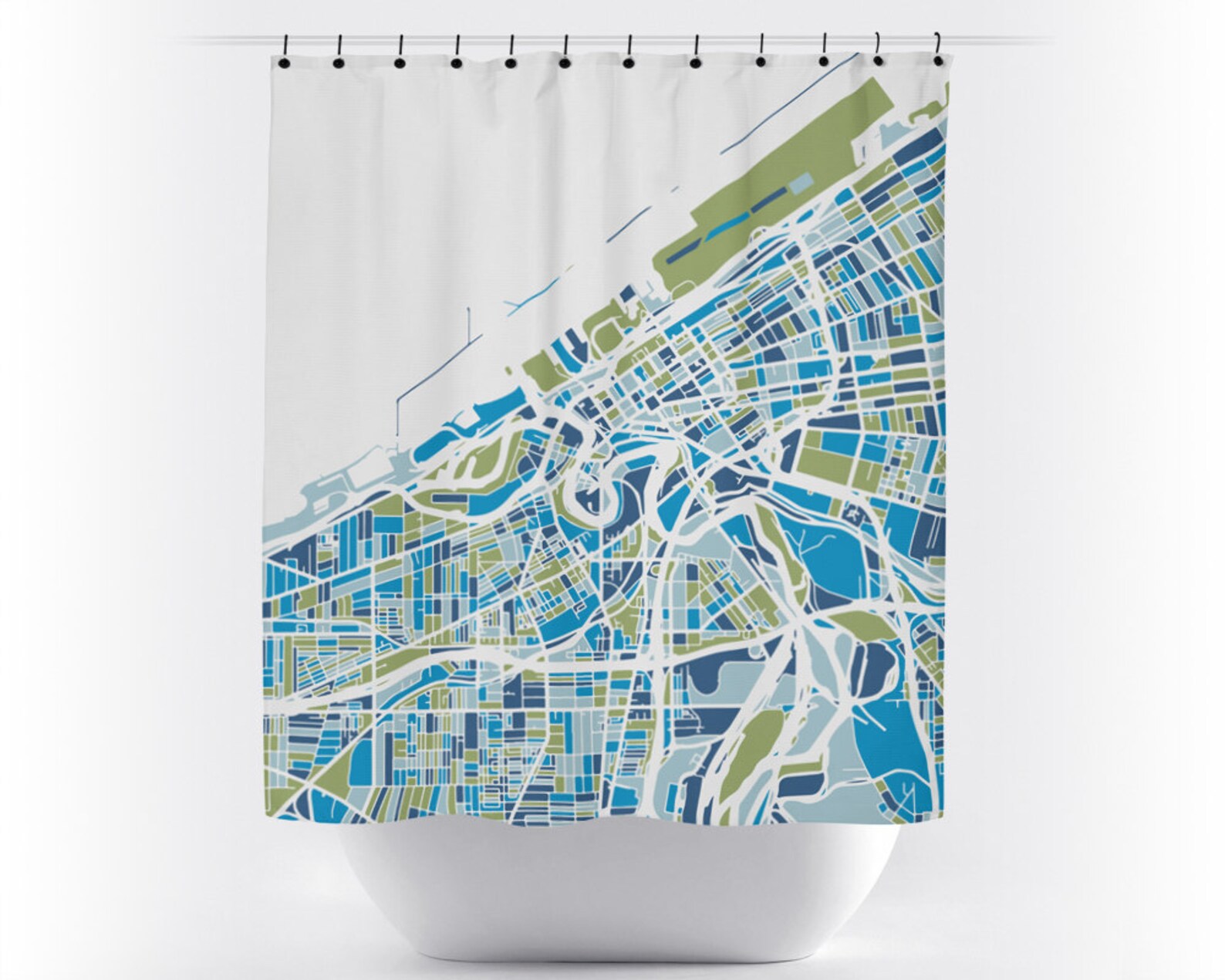 Cleveland Map Shower Curtain - Usa Shower Curtain - Chroma Series - Etsy