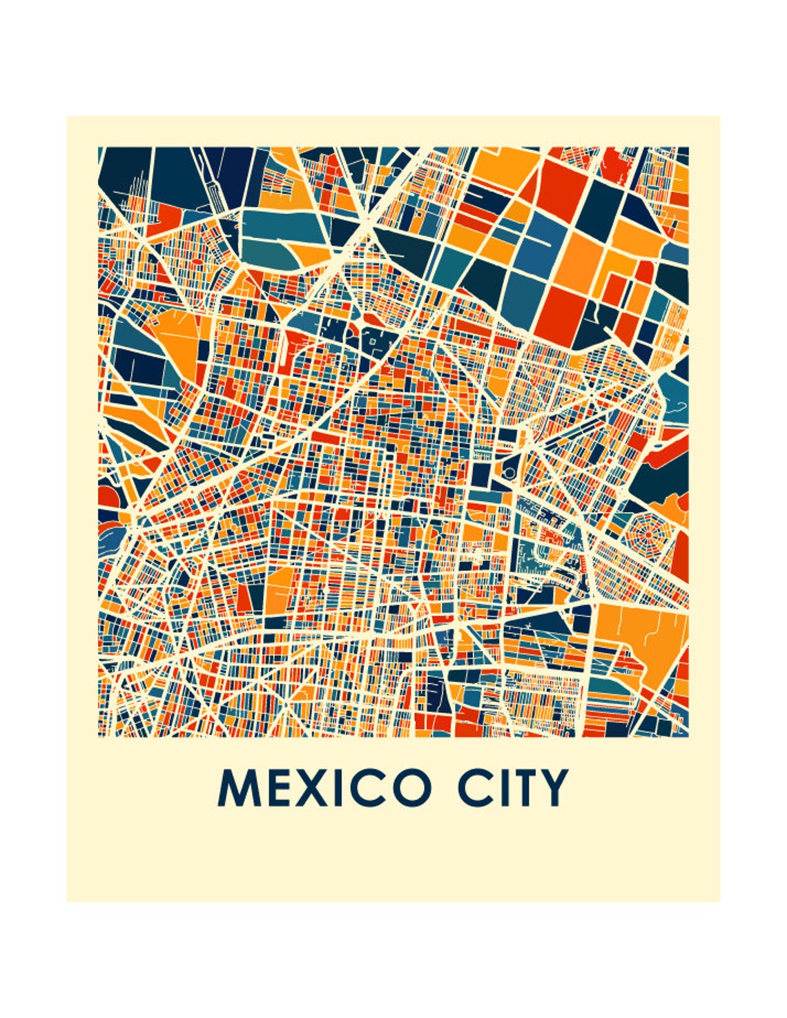 Mexico City Map Print Full Color Map Poster - Etsy