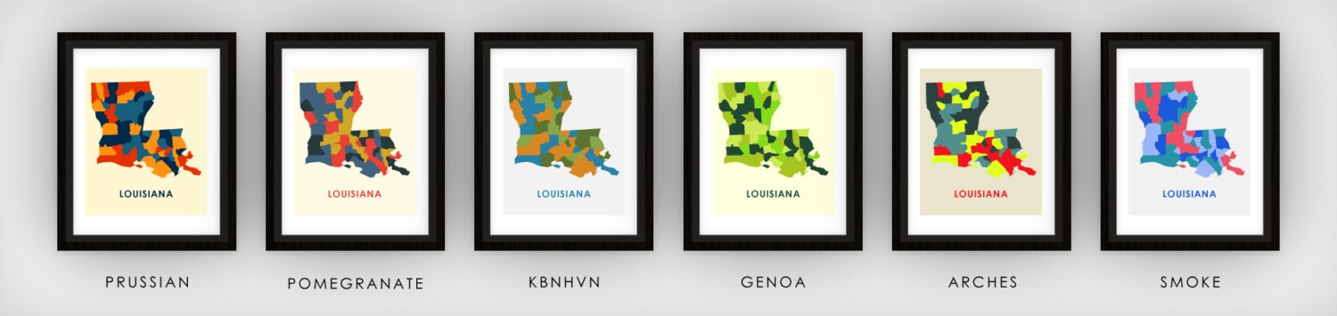 Louisiana Map Print Full Color Map Poster - Etsy