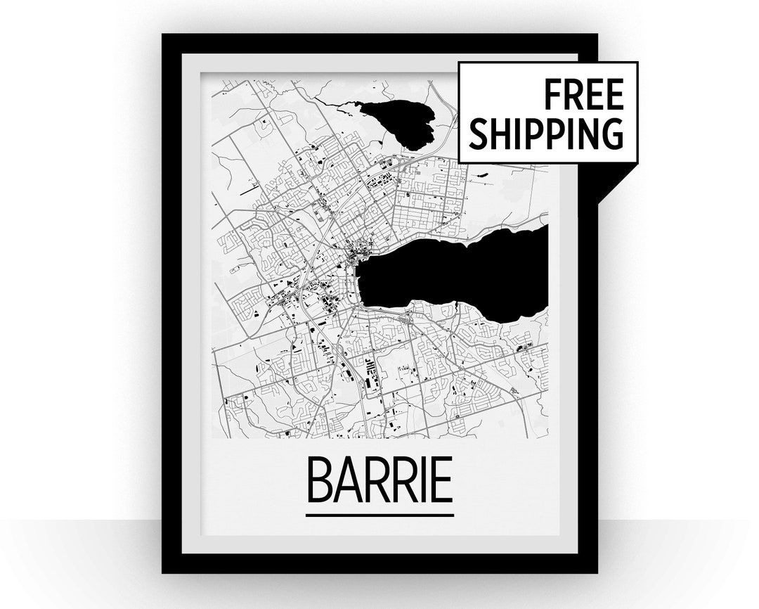 Barrie Ontario Map Poster - Ontario Map Print - Art Deco Series - Etsy