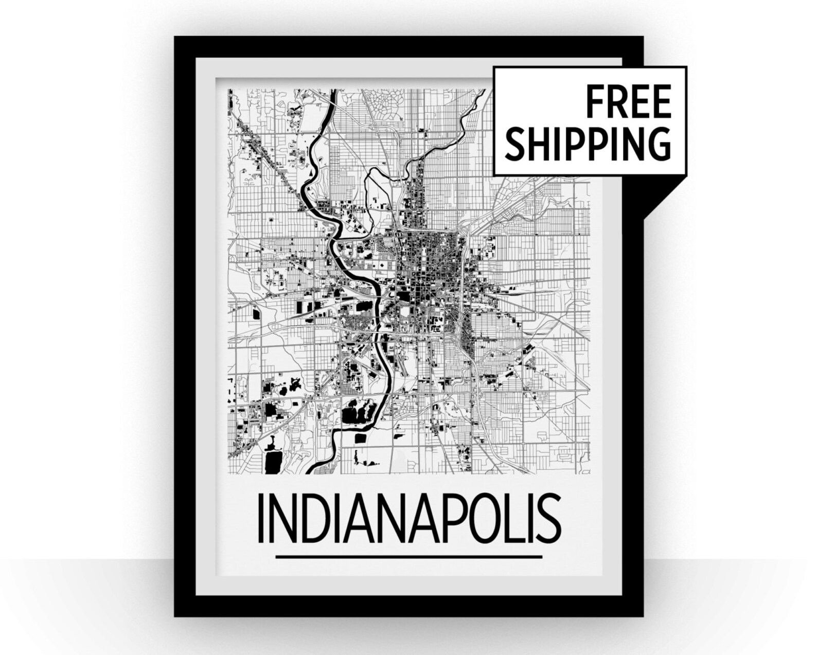 Indianapolis Map Poster - Usa Map Print - Art Deco Series - Etsy