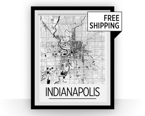 Indianapolis Map Poster Usa Map Print Art Deco Series - Etsy