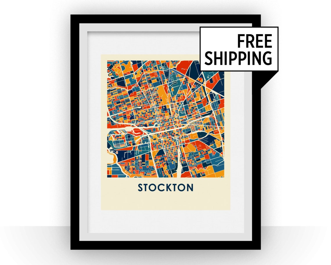 Stockton Map Print - Full Color Map Poster - Etsy