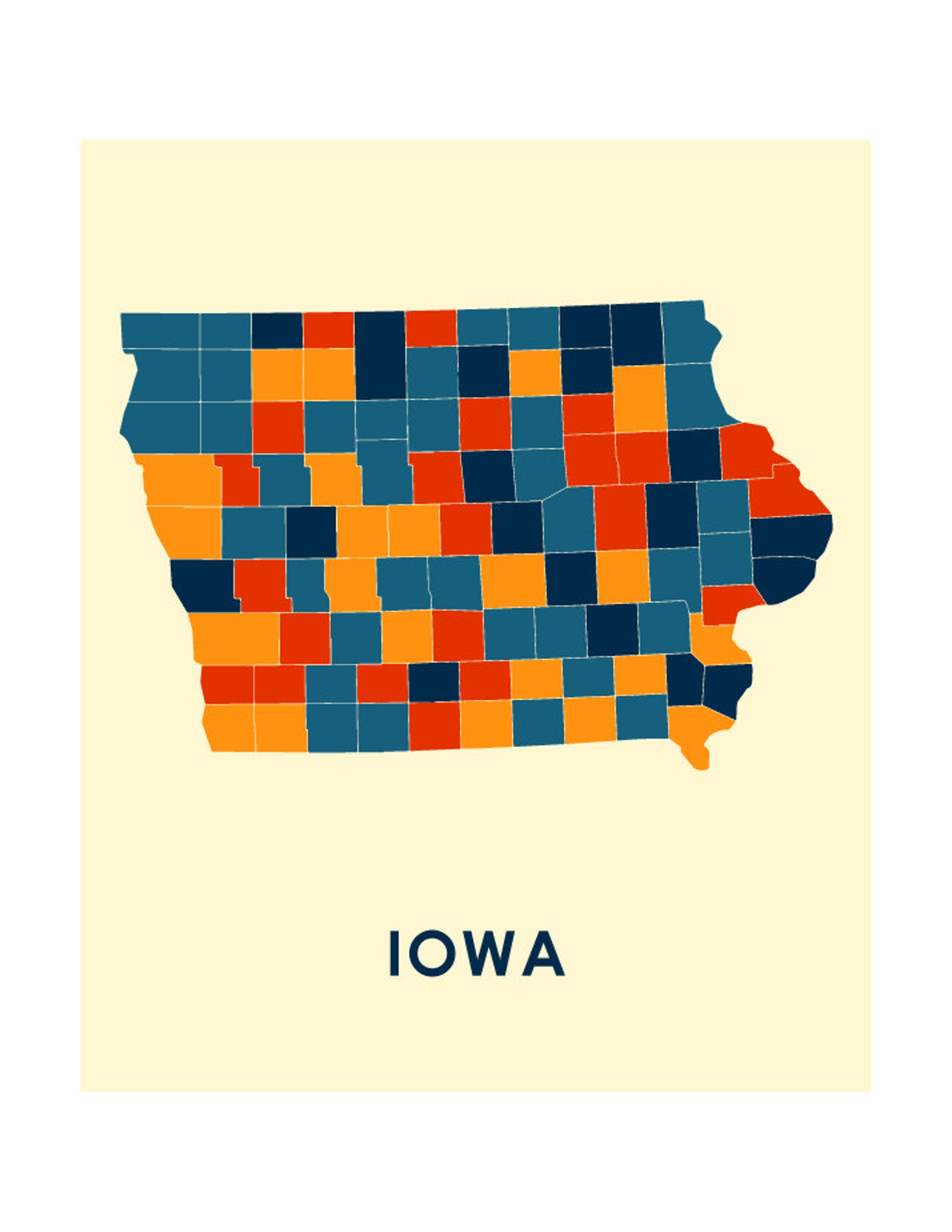 Iowa Map Print Full Color Map Poster - Etsy