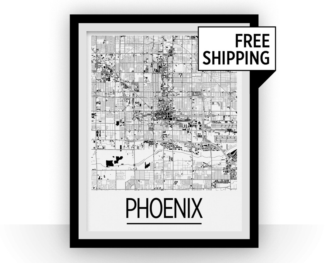 Phoenix Map Poster - Usa Map Print - Art Deco Series - Etsy