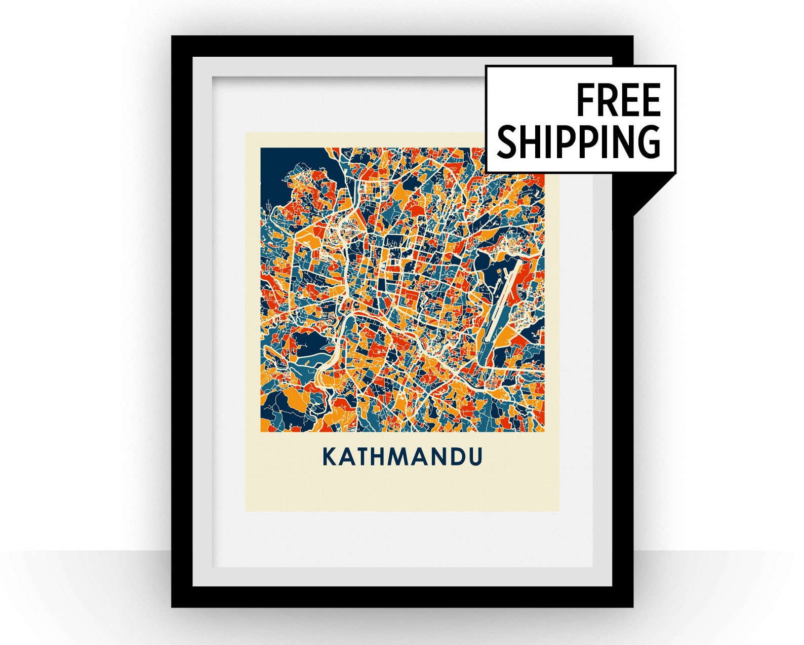 Kathmandu Map Print Full Color Map Poster - Etsy