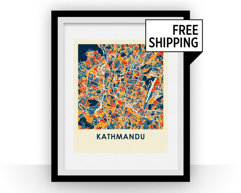 Kathmandu Map Print Full Color Map Poster - Etsy