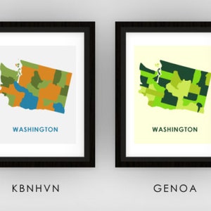 Washington Map Print - Full Color Map Poster - Etsy