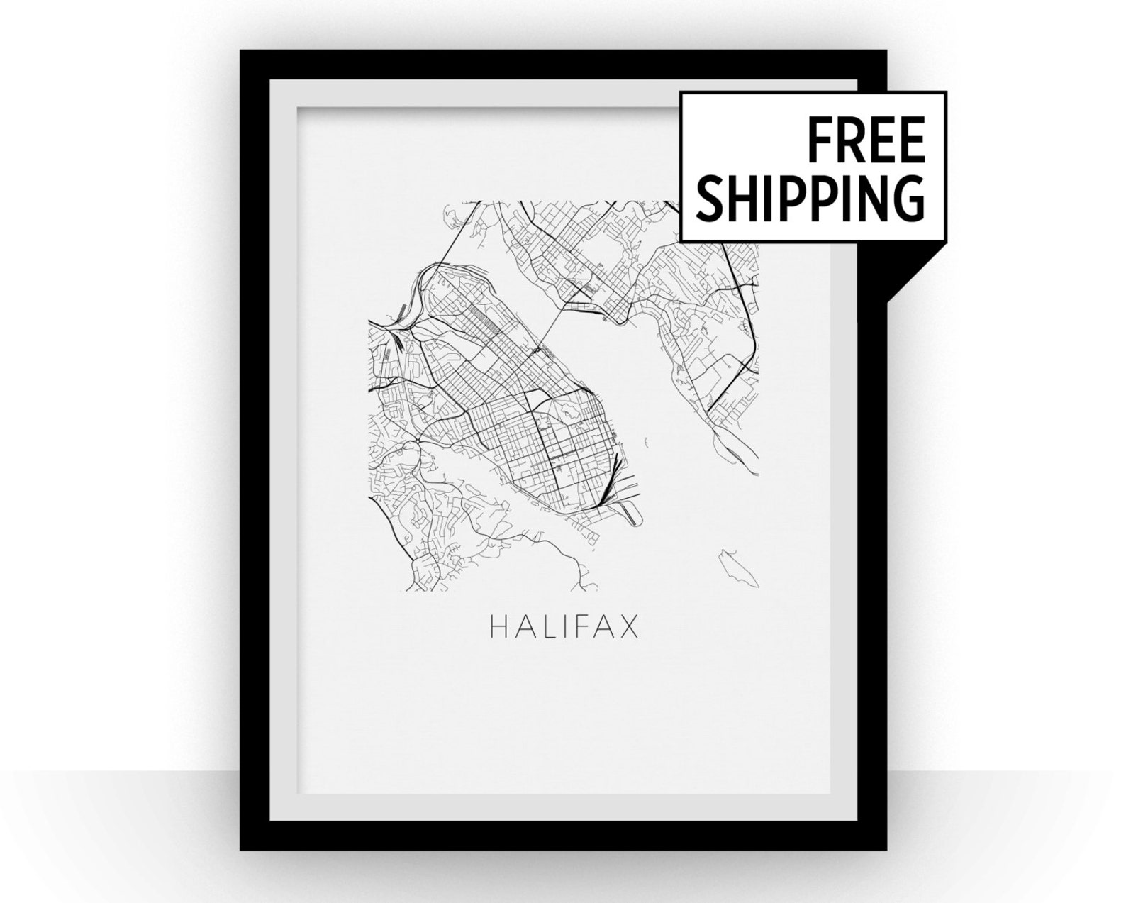 Halifax Map Black and White Print Nova Scotia Black and | Etsy