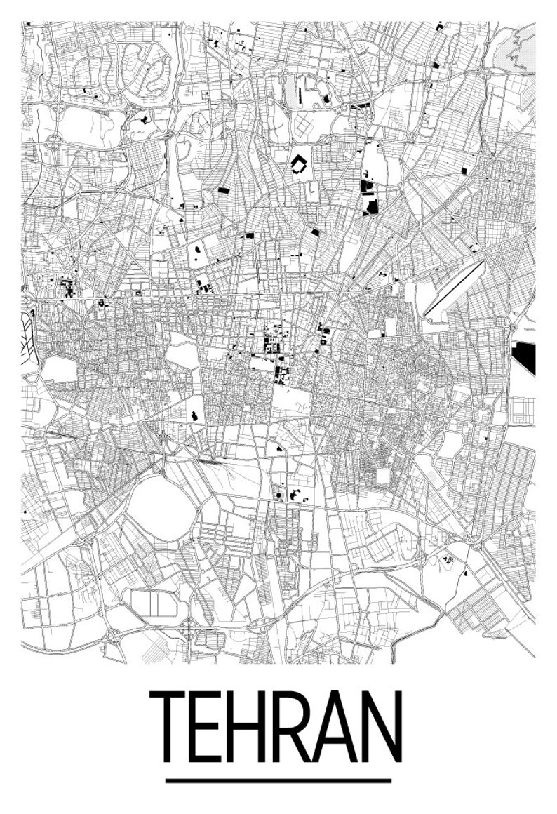 Tehran Map Poster Art Deco Series - Etsy