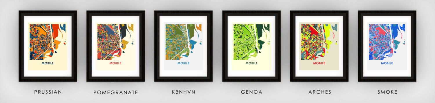 Mobile Map Print Full Color Map Poster | Etsy