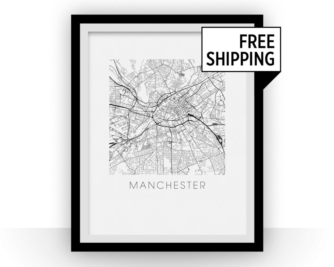Manchester Map Print - Etsy UK