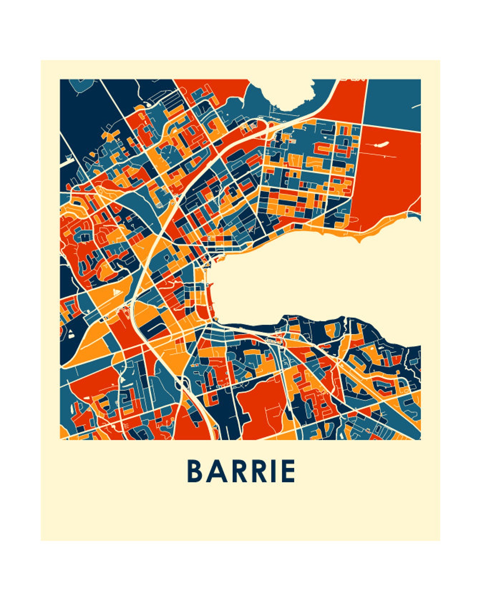 Barrie Ontario Map Print Full Color Map Poster | Etsy