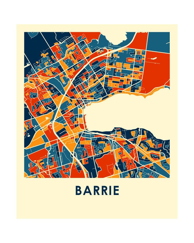 Barrie Ontario Map Print Full Color Map Poster | Etsy
