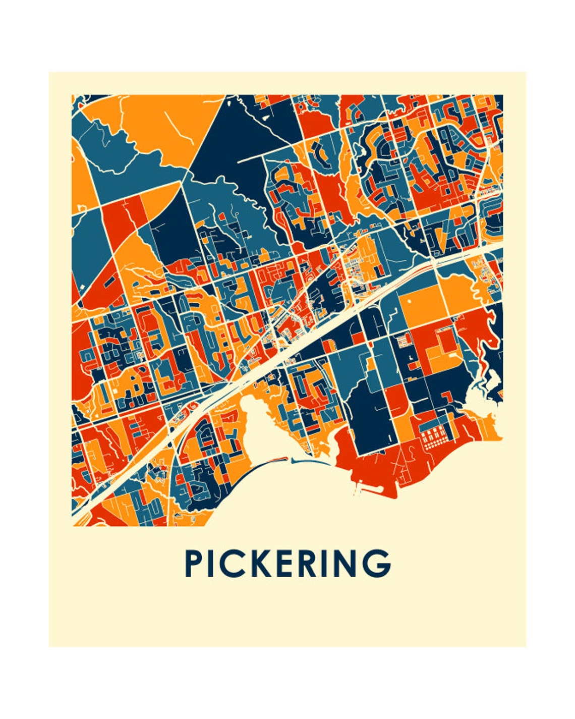 Pickering Ontario Map Print Full Color Map Poster | Etsy