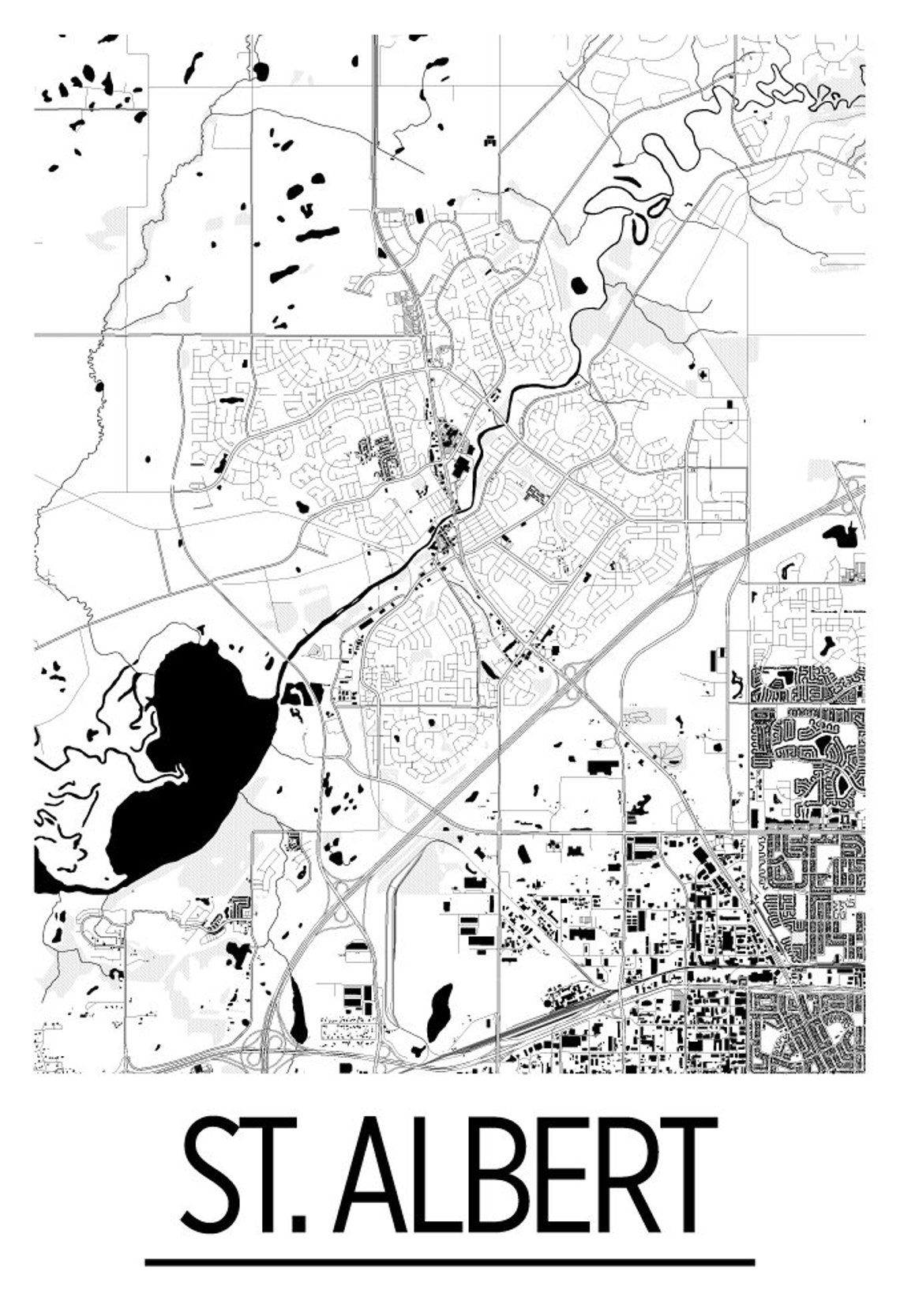 St Albert Alberta Map Poster Alberta Map Print Art Deco - Etsy