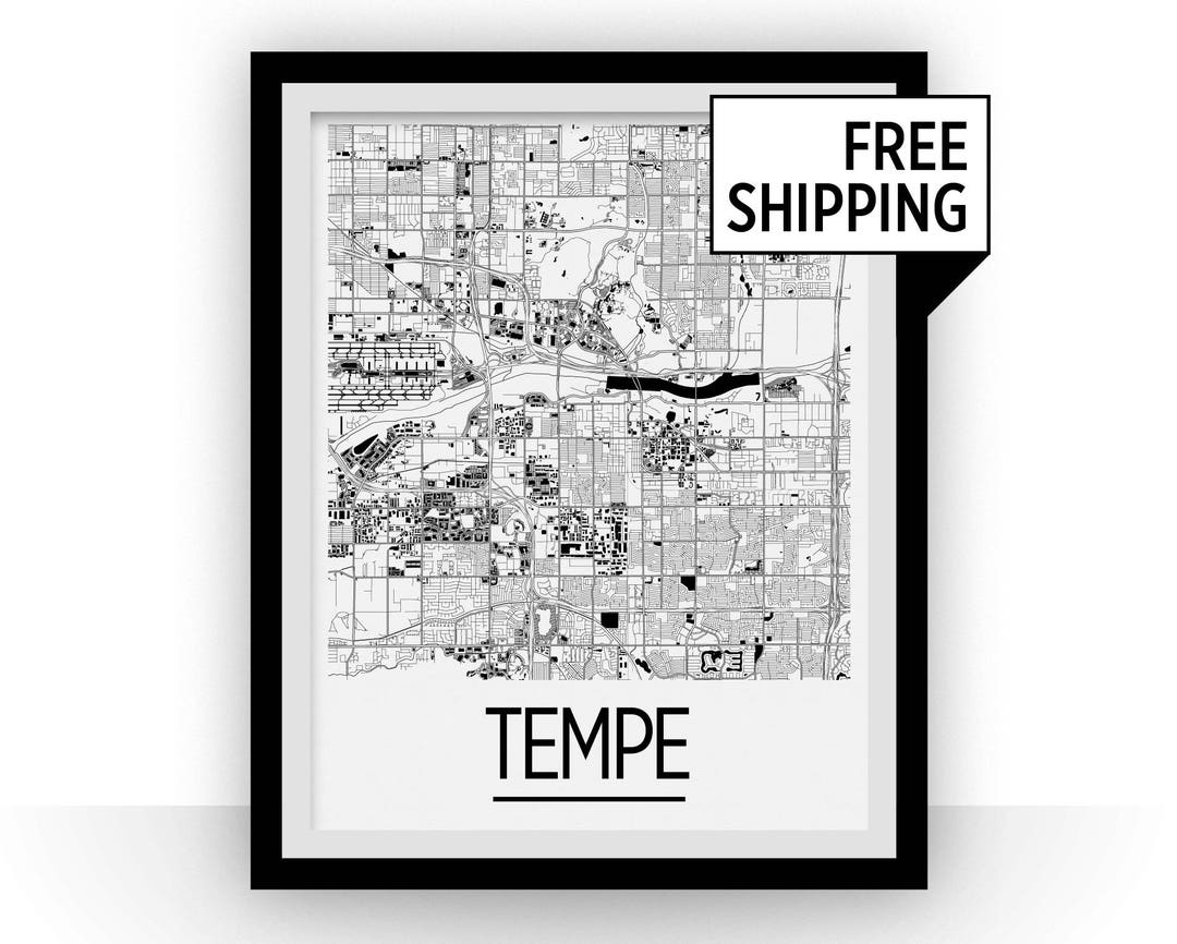 Tempe AZ Map Poster - Arizona Map Print - Art Deco Series - Etsy