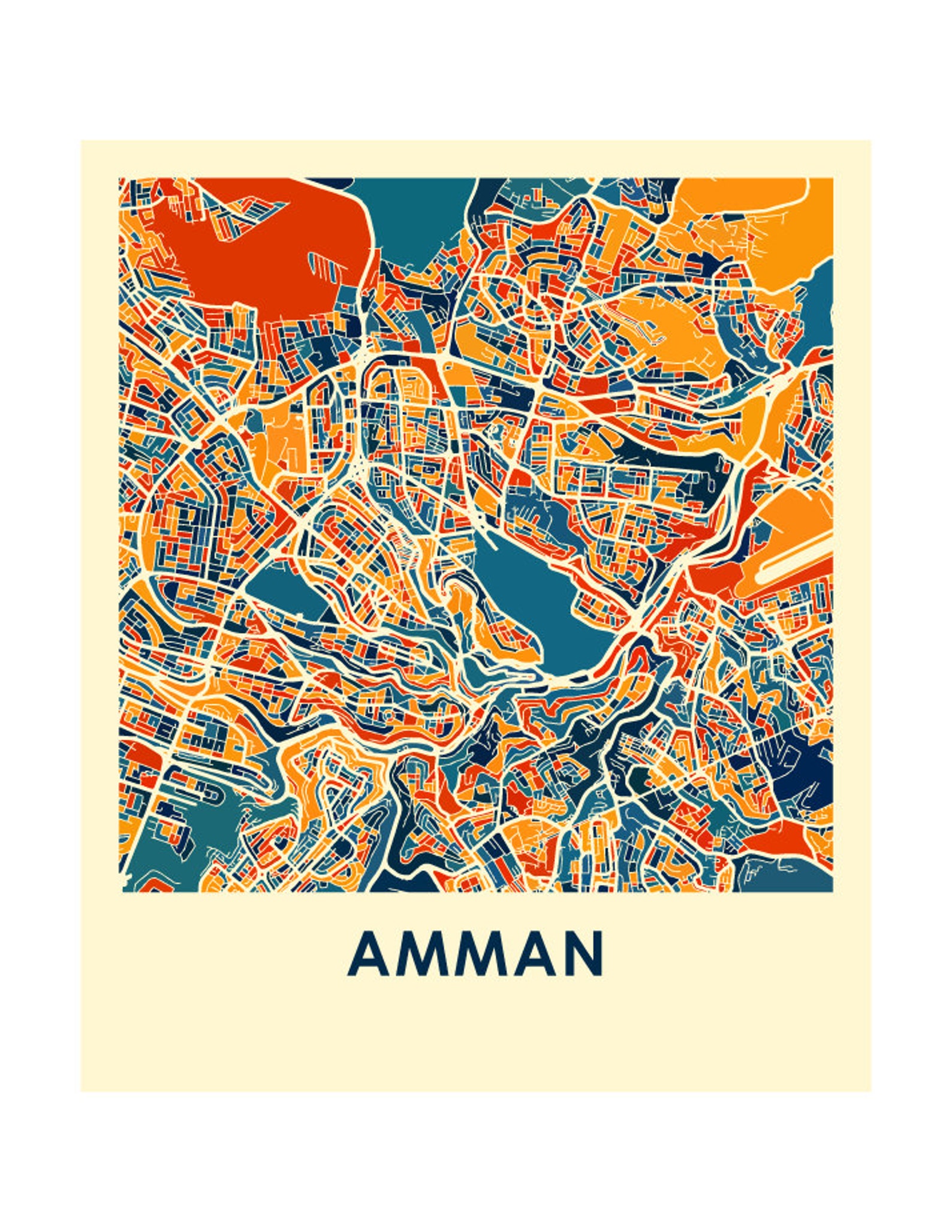 Amman Map Print Full Color Map Poster - Etsy