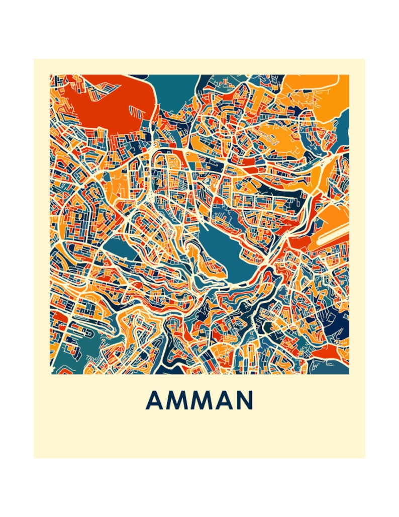 Amman Map Print Full Color Map Poster - Etsy
