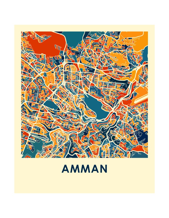 Amman Map Print Full Color Map Poster - Etsy
