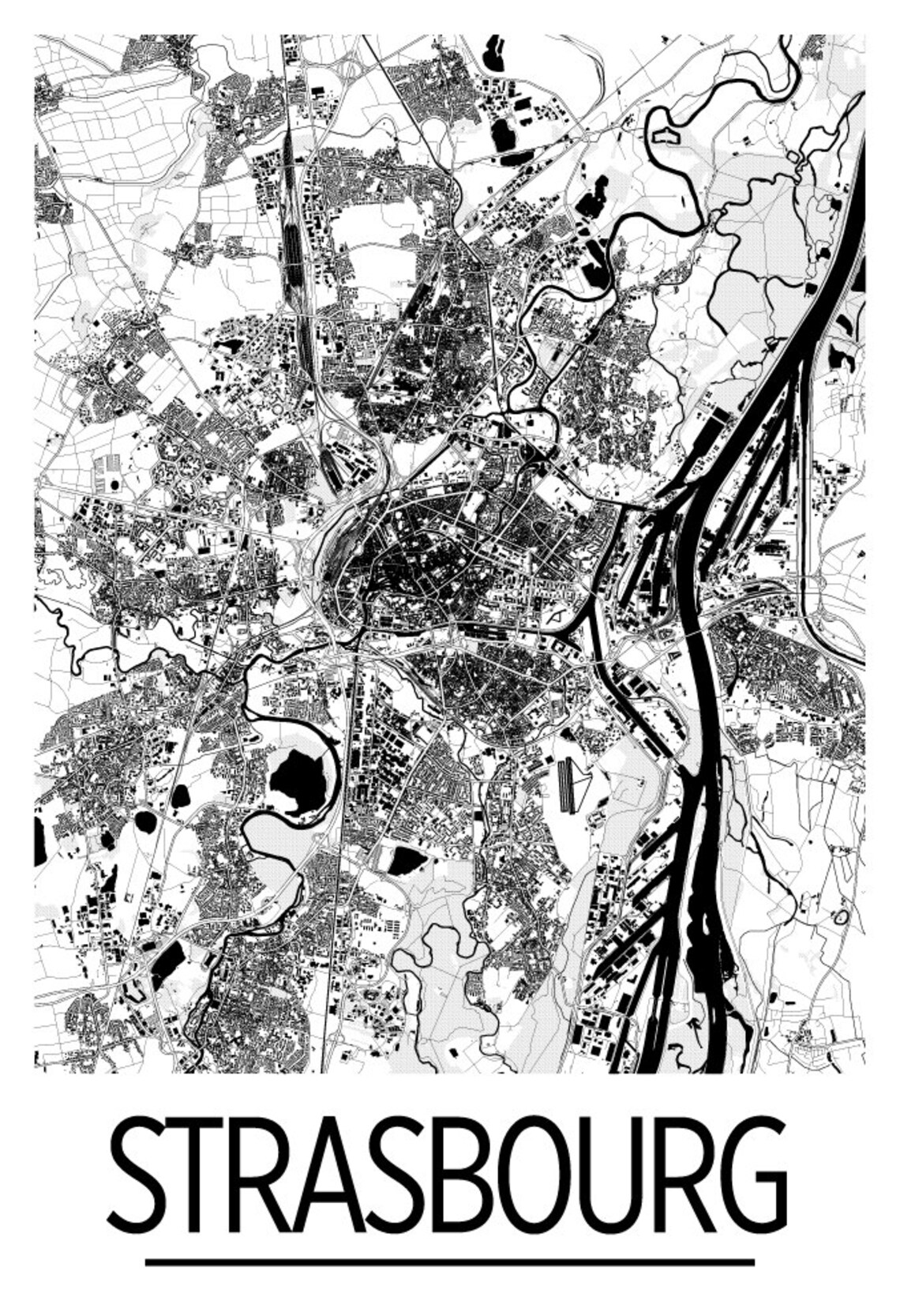 Strasbourg Map Poster France Map Print Art Deco Series - Etsy