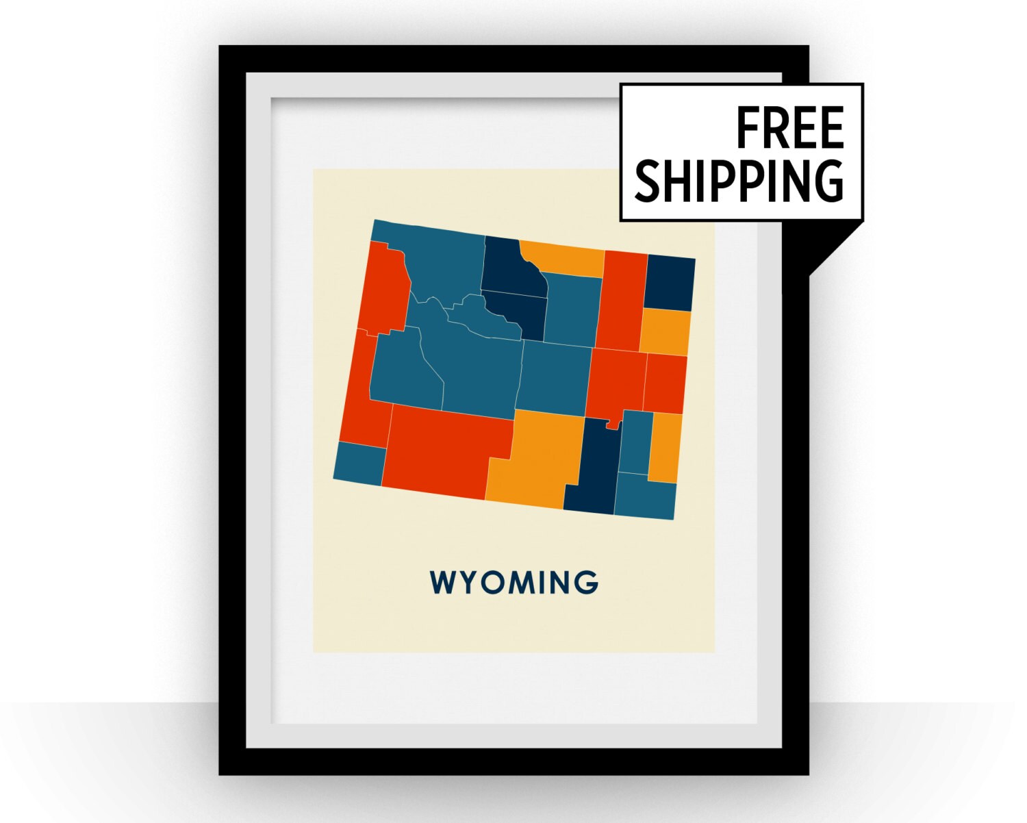 Wyoming Map Print Full Color Map Poster - Etsy