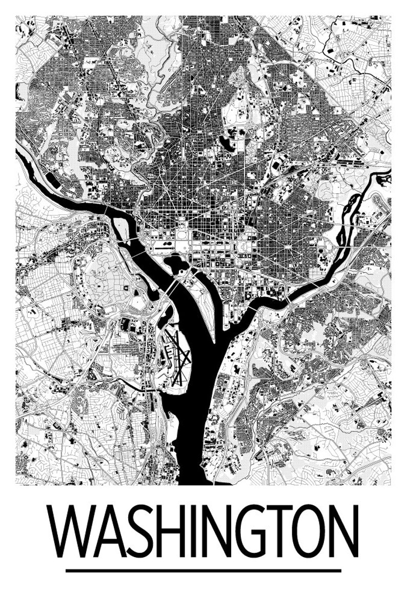 Washington Map Poster Usa Map Print Art Deco Series - Etsy