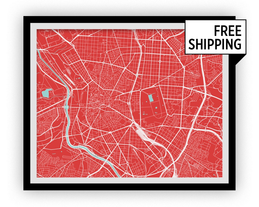 Madrid Map Print - Choose Your Color - Etsy