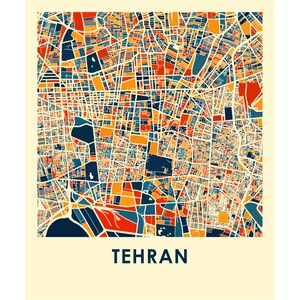Tehran Map Print - Full Color Map Poster - Etsy