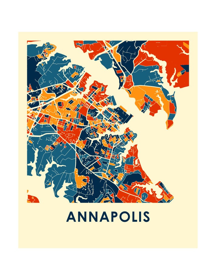 Annapolis Map Print Full Color Map Poster - Etsy