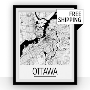 Ottawa Map Poster - Canada Map Print - Art Deco Series - Etsy Canada