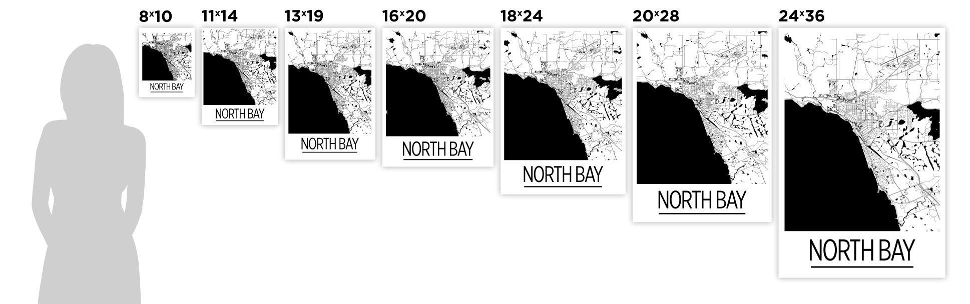 North Bay Ontario Map Poster - Ontario Map Print - Art Deco Series - Etsy