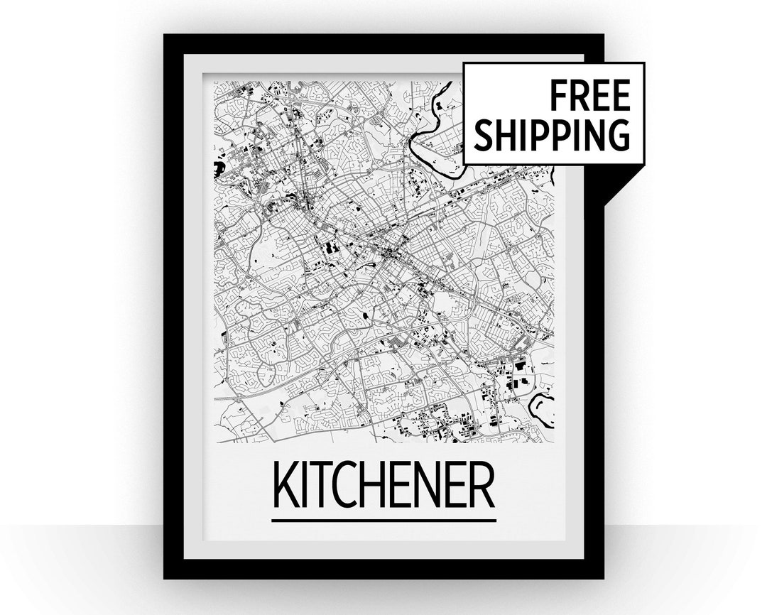 Kitchener Ontario Map Poster - Ontario Map Print - Art Deco Series - Etsy