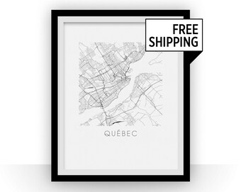 Quebec Map Print Full Color Map Poster | Etsy