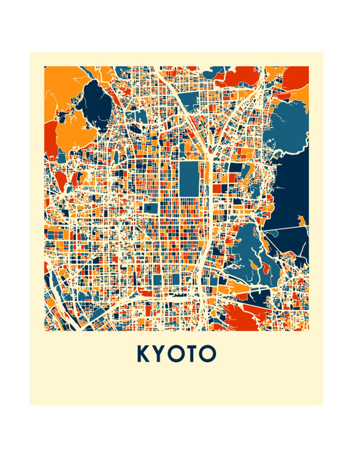 Kyoto Map Print Full Color Map Poster | Etsy