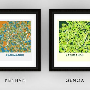 Kathmandu Map Print - Full Color Map Poster - Etsy