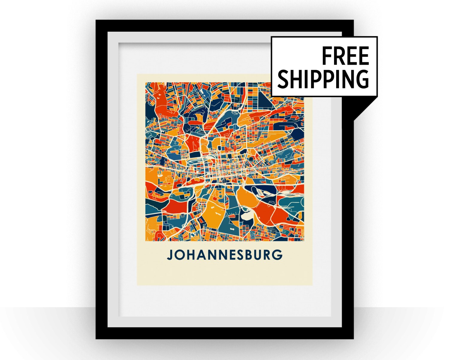 Johannesburg Map Print Full Color Map Poster - Etsy