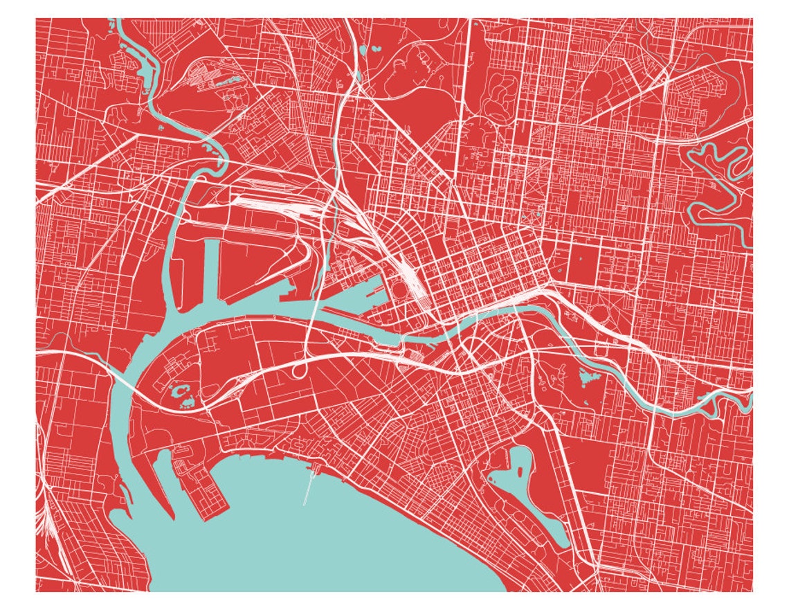 Melbourne Map Print Choose Your Color | Etsy